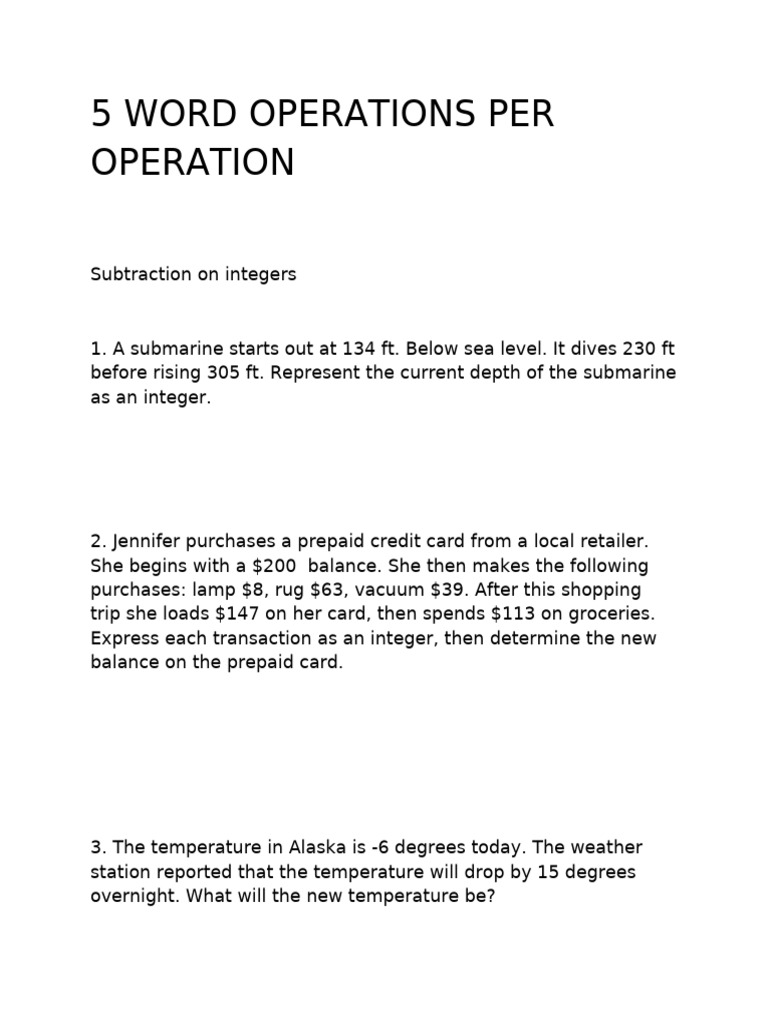 5 WORD OPERATIONS PER OPERATION | PDF 5 WORD OPERATIONS PER OPERATION | PDF