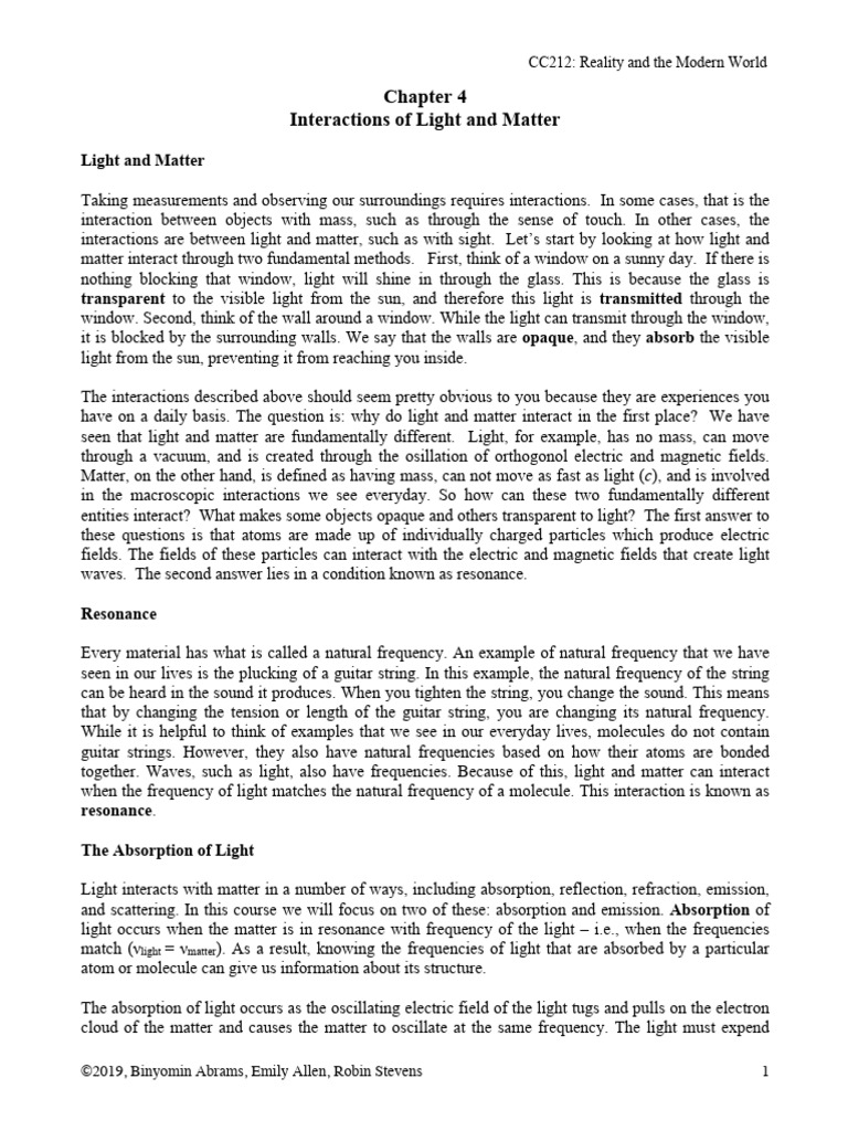 Ch04 Light and Matter | PDF | Infrared Spectroscopy | Light