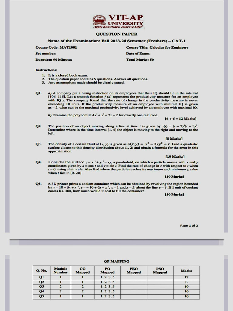 D1 Slot Question Answer Key | PDF