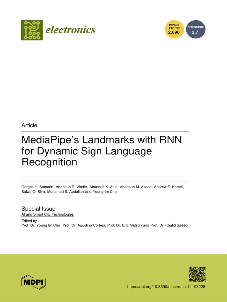 MediaPipe's Landmarks With RNN For Dynamic Sign Language Recognition | PDF | Artificial Neural ...