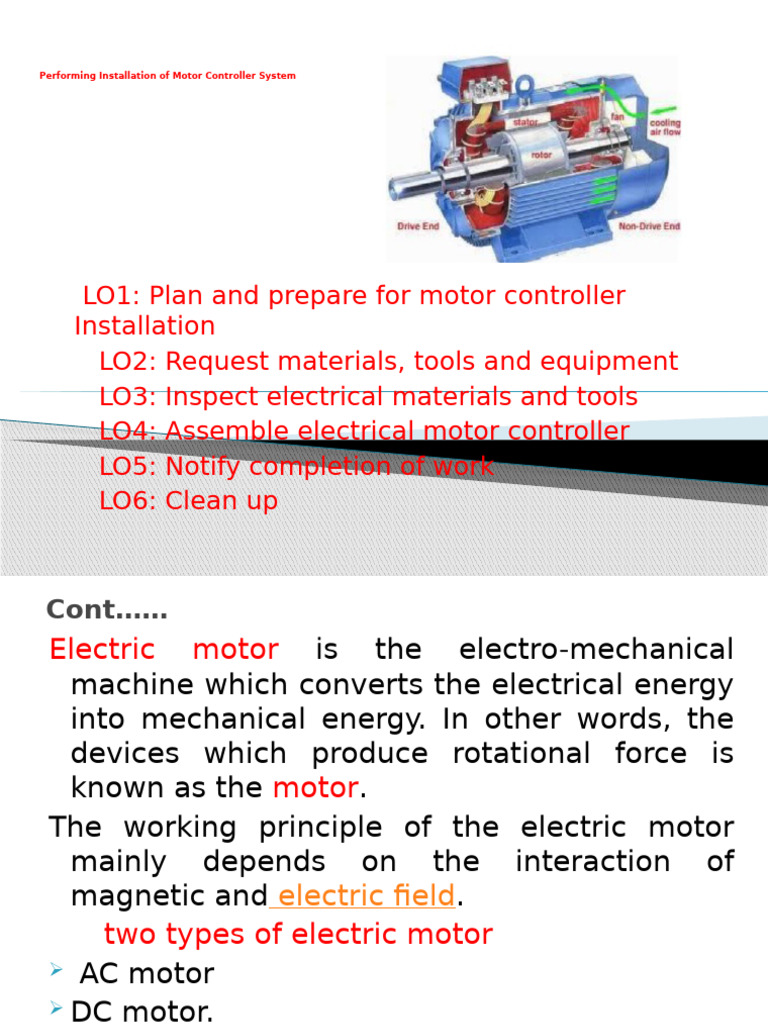 Performing Installation of Motor Controller System ppt | PDF | Electric Motor | Relay