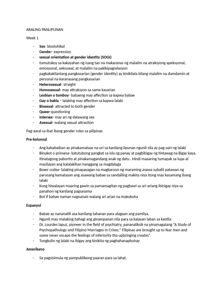 ARALING PANLIPUNAN Reviewer 3rd Quarter | PDF