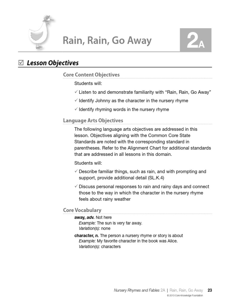 Lesson 2 Rain Rain Go Away - It S Raining It S Pouring Anthology | PDF ...