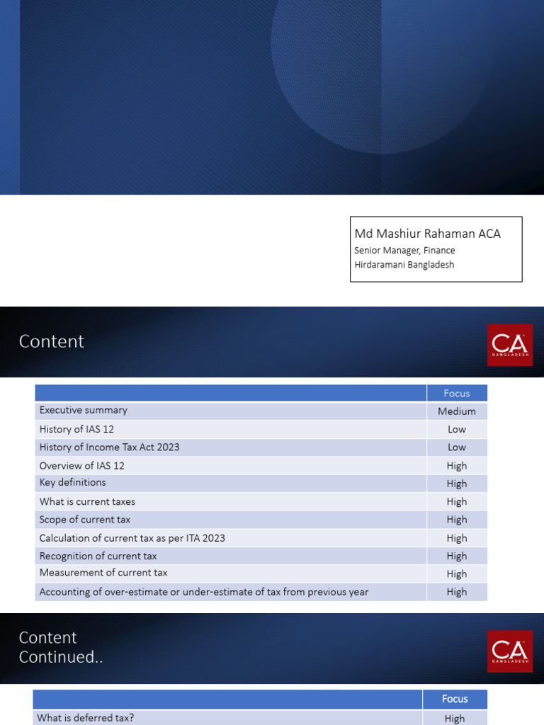 Overview of IAS 12 As Per ITA 23 With Work Examples | PDF | Deferred ...