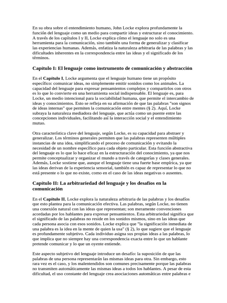 En su obra sobre el entendimiento humano | PDF | Esencia | John Locke