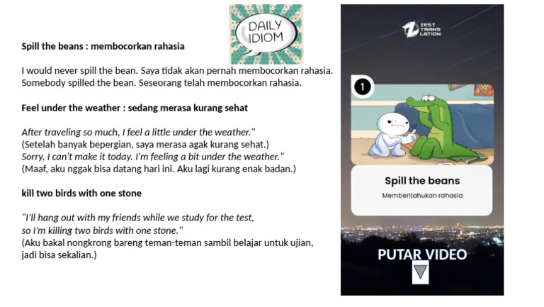 Daily Idiom 1 | PDF | Pengembangan Diri
