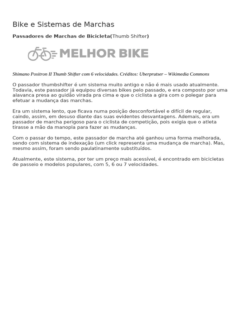 Bike e Sistemas de Marchas | PDF | Pressão