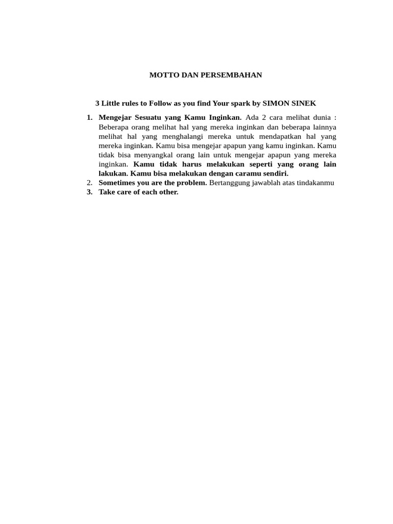 Motto Dan Persembahan | PDF | Pengembangan Diri