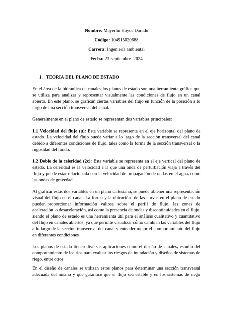 Teoria Planos de Estado | PDF | Canal | Olas