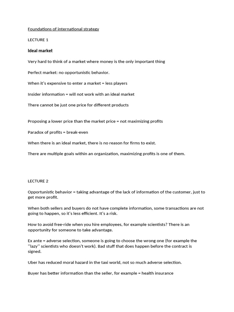 Foundations Of International Strategy Pdf Market Economics