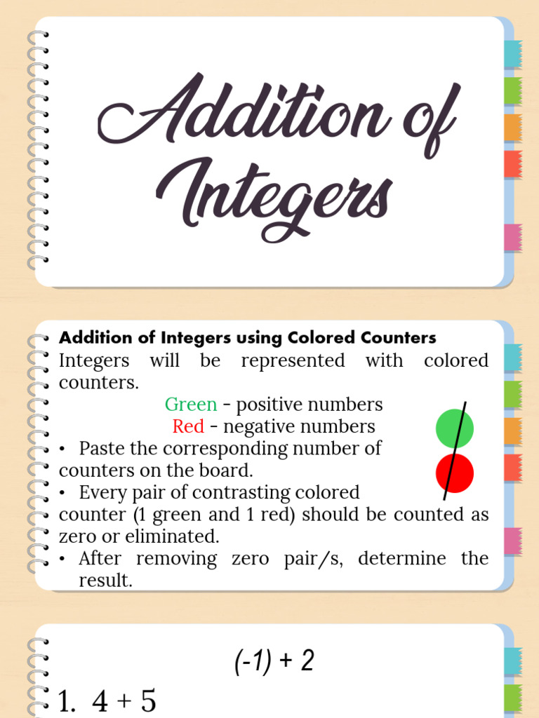 Em q1.8.1 Addition of Integers | PDF | Numbers | Elementary Mathematics