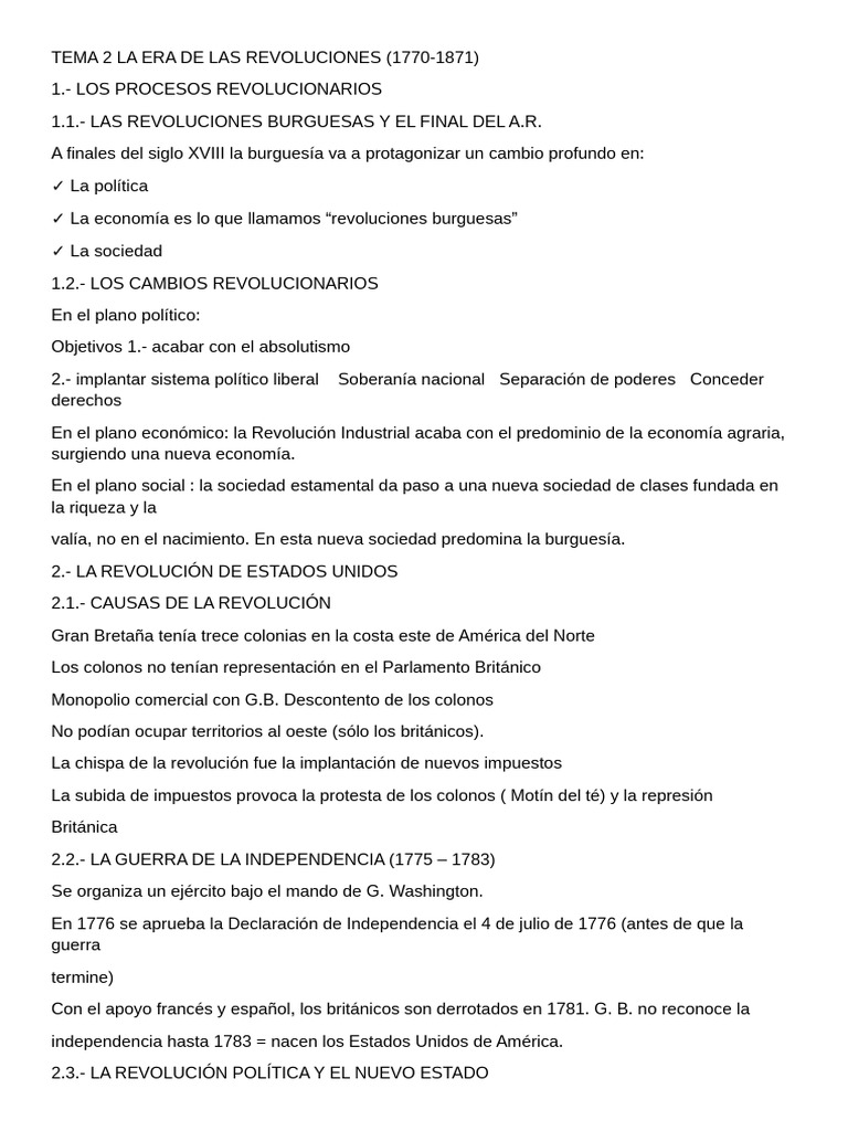 Tema 2 La Era de Las Revoluciones | PDF | Napoleón | revolución Francesa