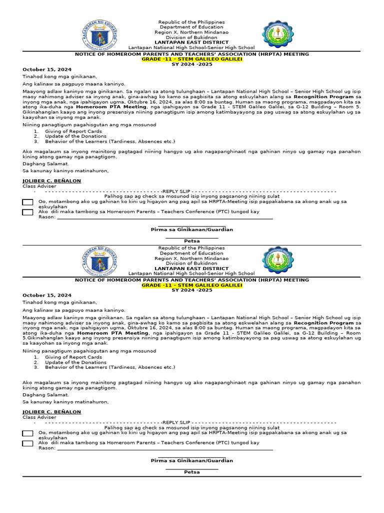 1st Recognition and 2nd HPTA Meeting | PDF