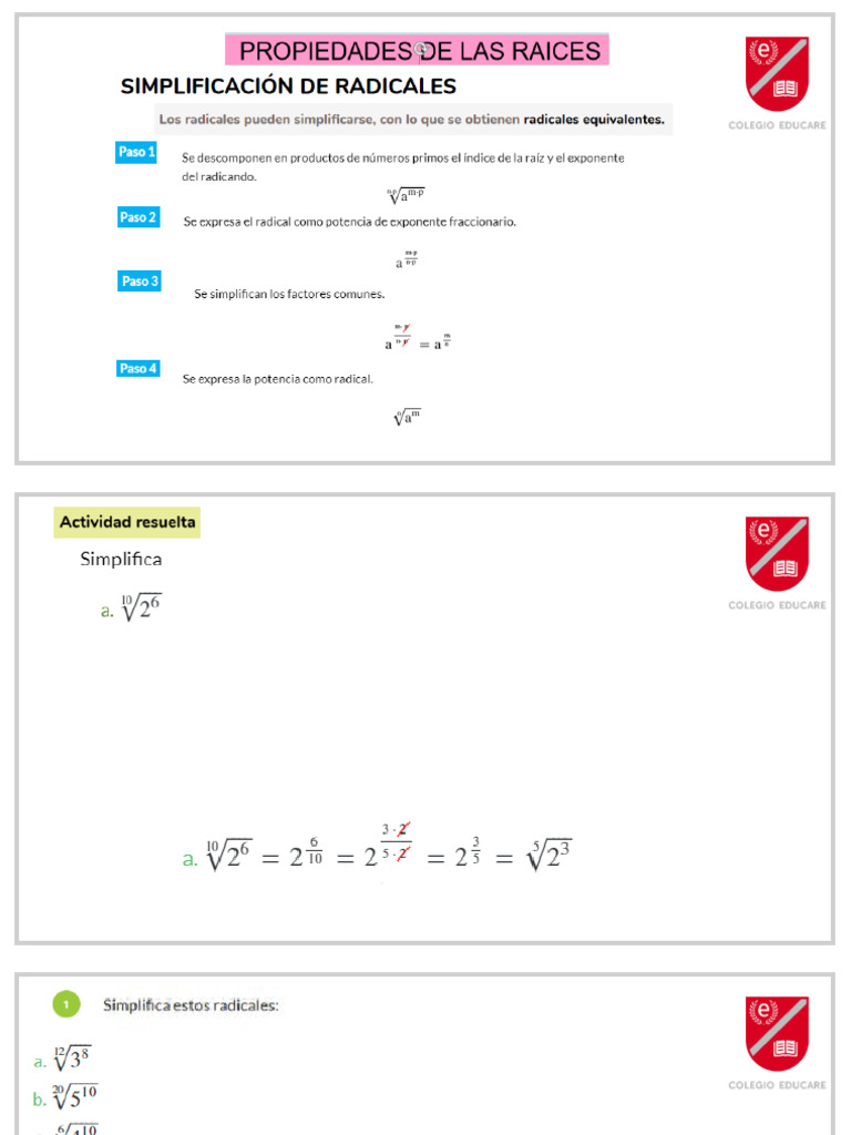 01B - Operaciones Con Radicales Teoria y Problemas | PDF