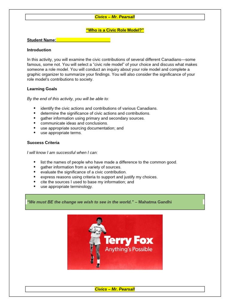Civics-Act5-A Civic Role Model | PDF | Inquiry | Social Psychology