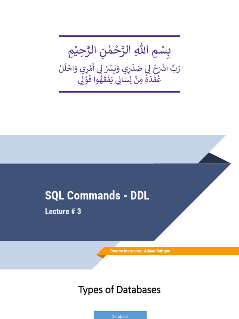 Lecture 03 - SQL Commands - DDL | PDF | Databases | Sql