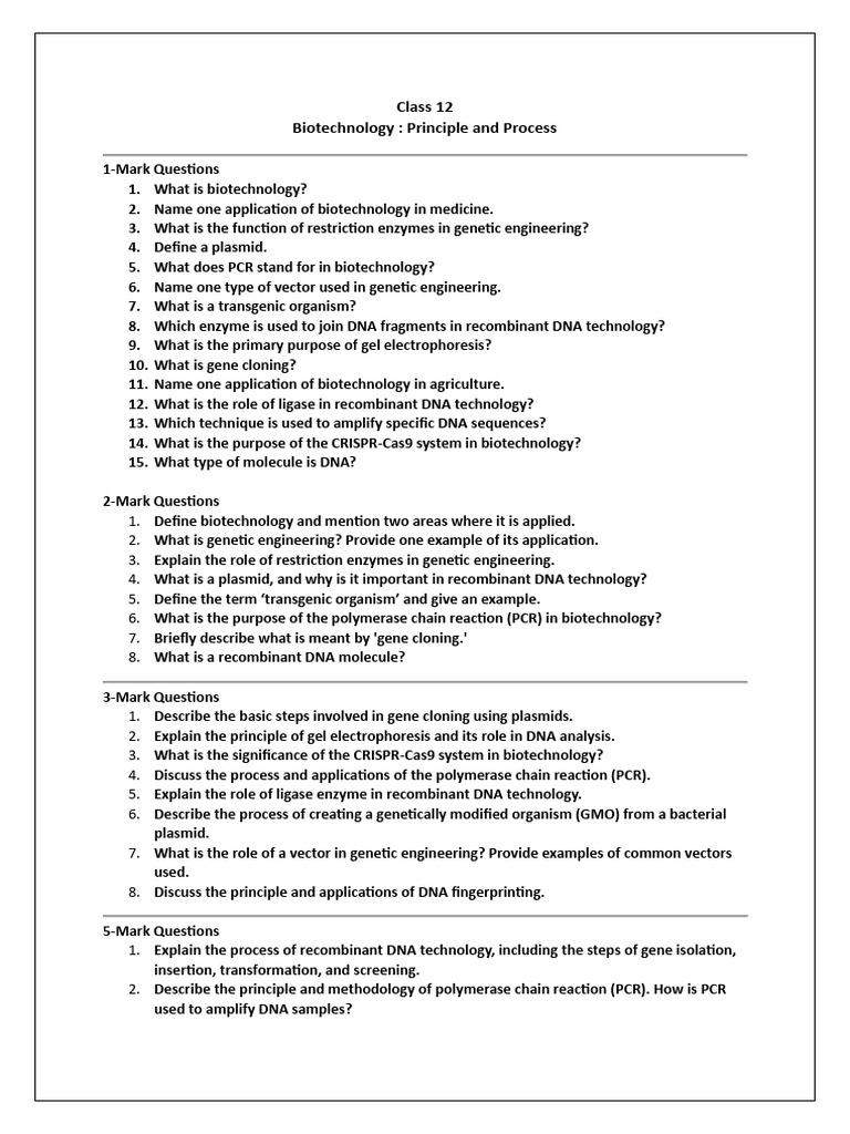 Class 12 Biotechnology Principles & Applications | PDF | Molecular ...