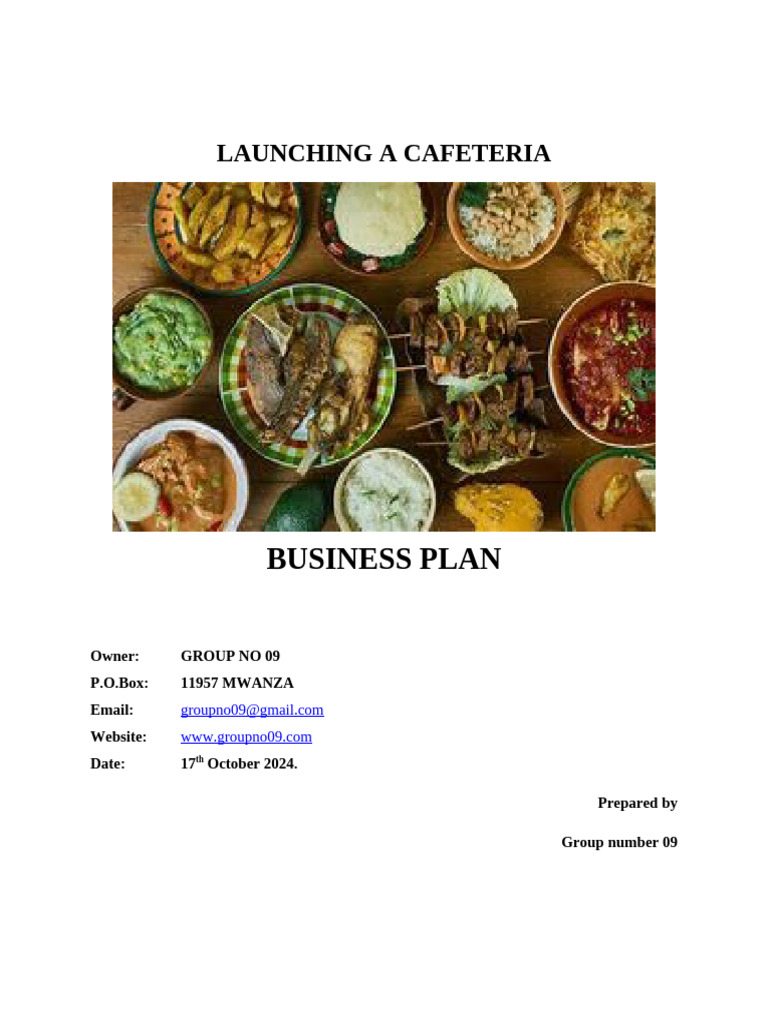 Business Plan For Launching A Cafeteria (Group No 09) | PDF | Meal ...