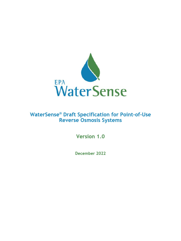 Ws Products Draft Specification Point of Use RO Systems | PDF ...