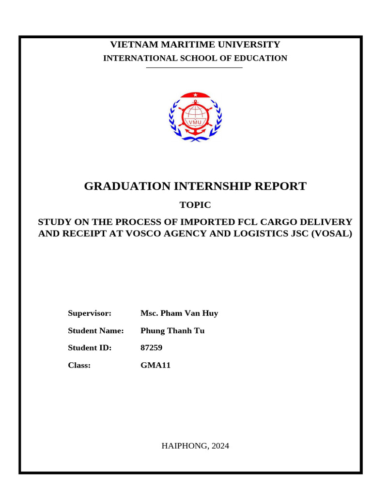 Graduation Internship Report | PDF | Cargo | Bill Of Lading