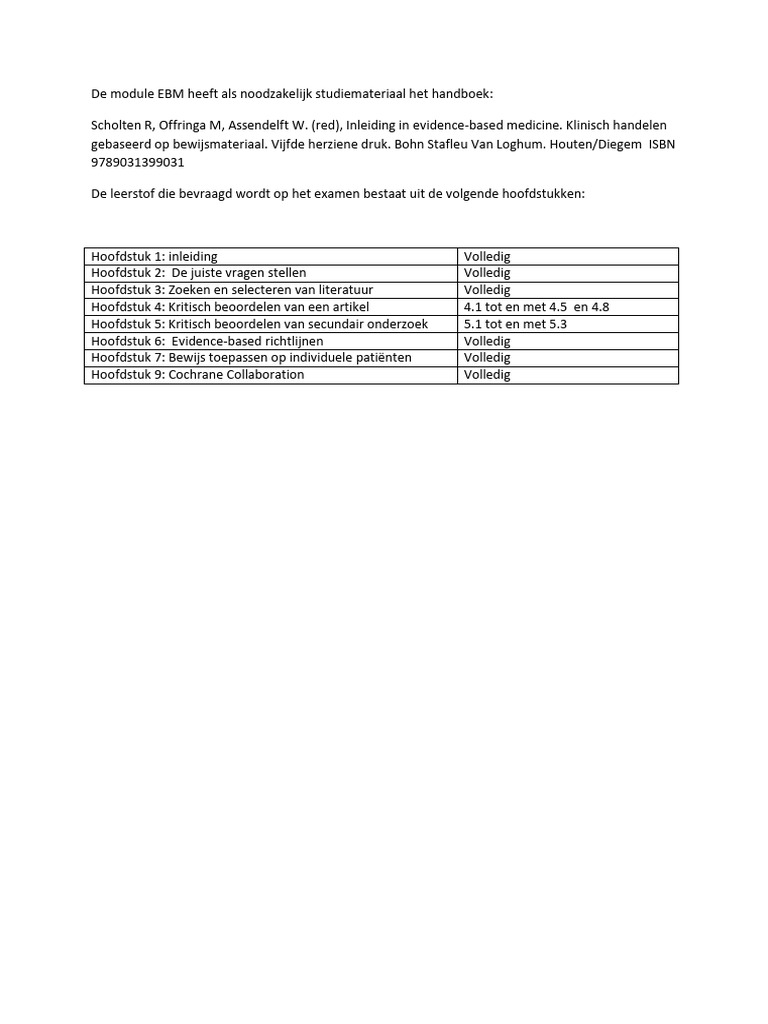 Leerstof Handboek EBM | PDF