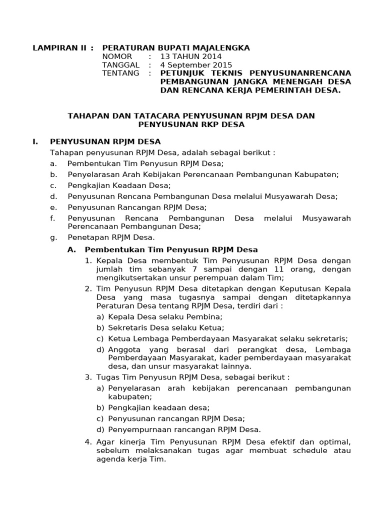 BD RPJM Desa Dan RKP Desa Lampiran Ii | PDF