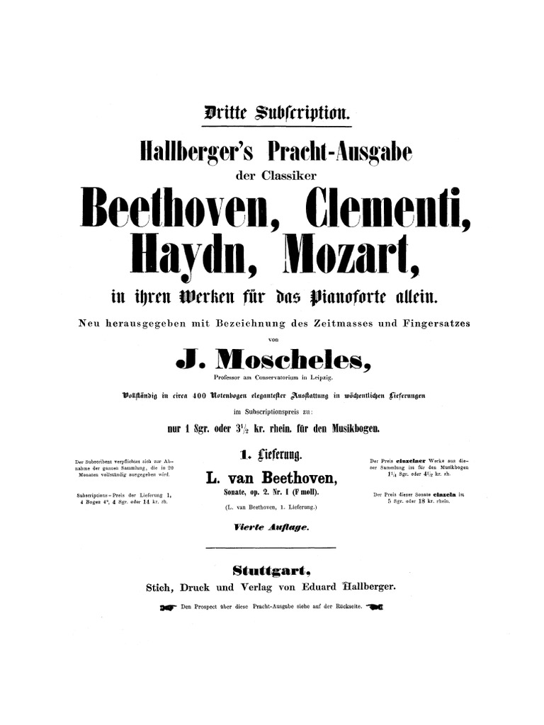 Beethoven, LV, Piano Sonata No.1, Op.2 No.1, Moscheles | PDF
