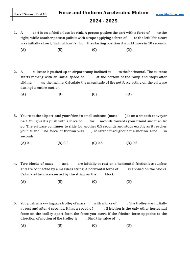 Uniform Accelerated Motion | PDF | Force | Physics