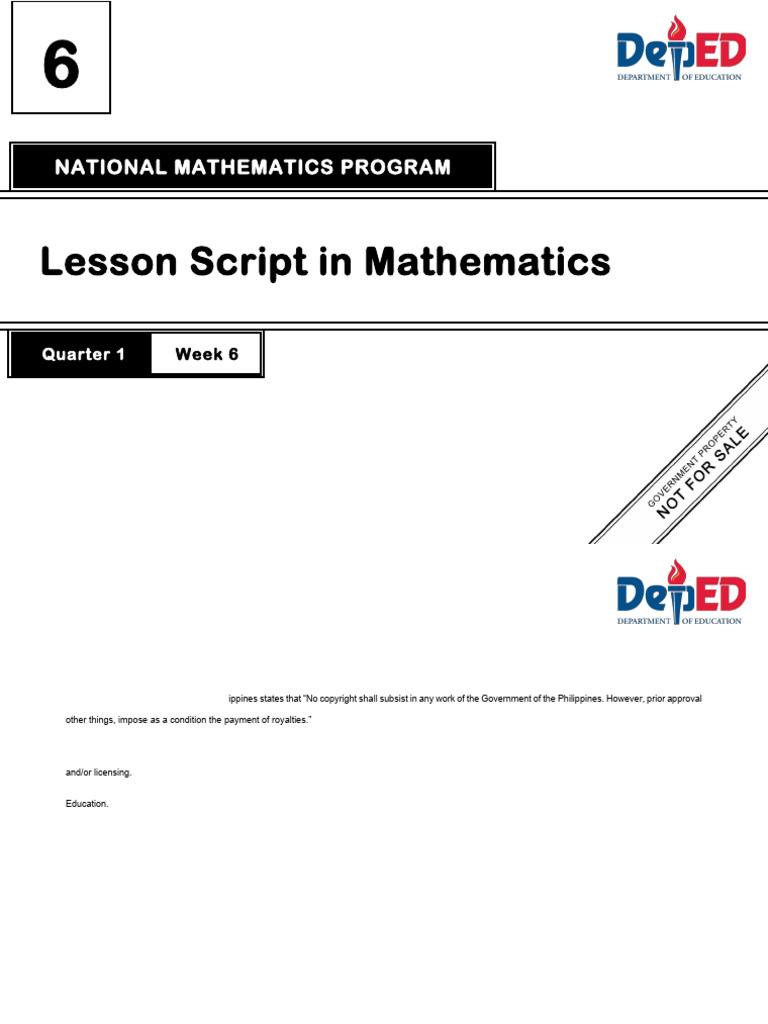 Week 6 Mathematics Lesson Script | PDF | Elementary Mathematics | Numbers