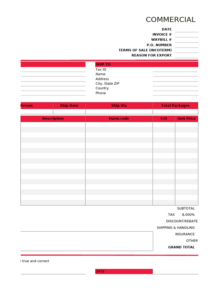 Export Invoice Format 02 | PDF