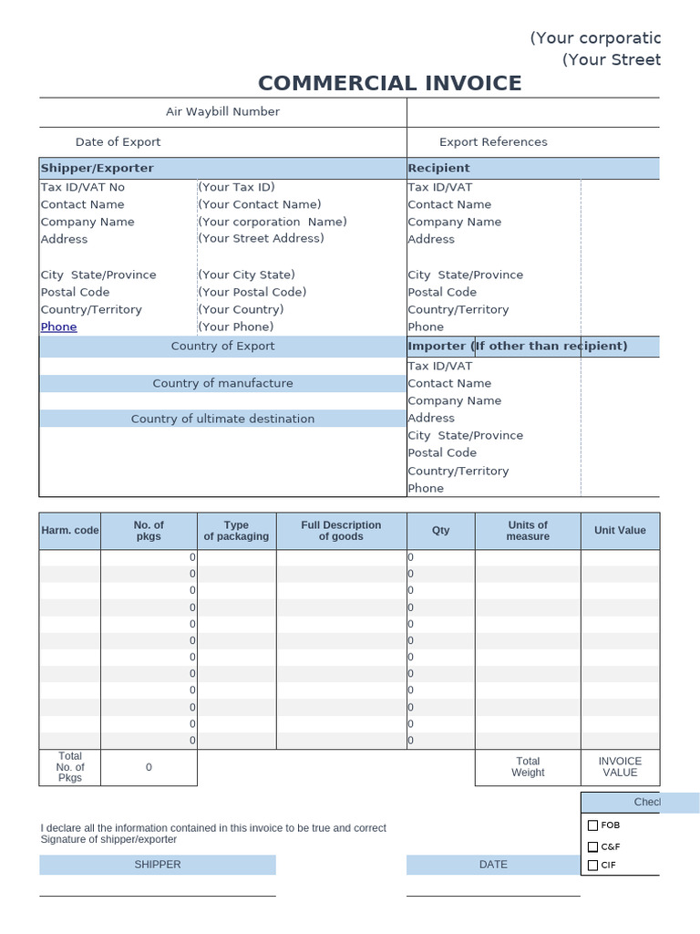 Export Invoice Format 03 | PDF | Invoice | Freight Transport