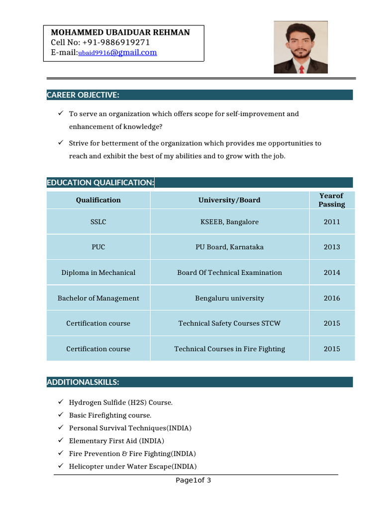 Ubaid Ur Rahman CCR Operator | PDF