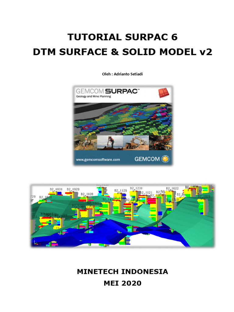 Tutorial Surpac6 - 02 - DTM Surface - Solid Model - v2 | PDF