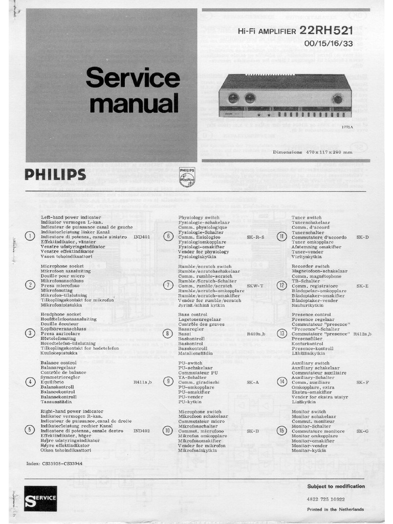 Philips 22rh521 Series 2x30w Stereo Amplifier SM | PDF