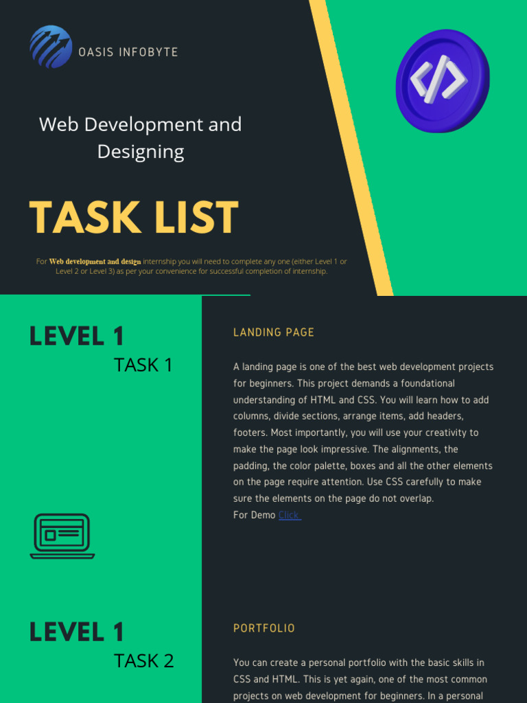 AICTE OASIS INFOBYTE SIP TASK LIST | PDF | Login | Html