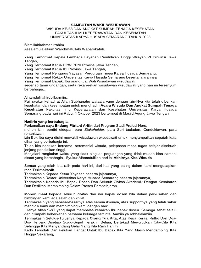 Pesan Kesan Wakil Wisudawan Ready | PDF | Pengembangan Diri Pesan Kesan Wakil Wisudawan Ready | PDF | Pengembangan Diri