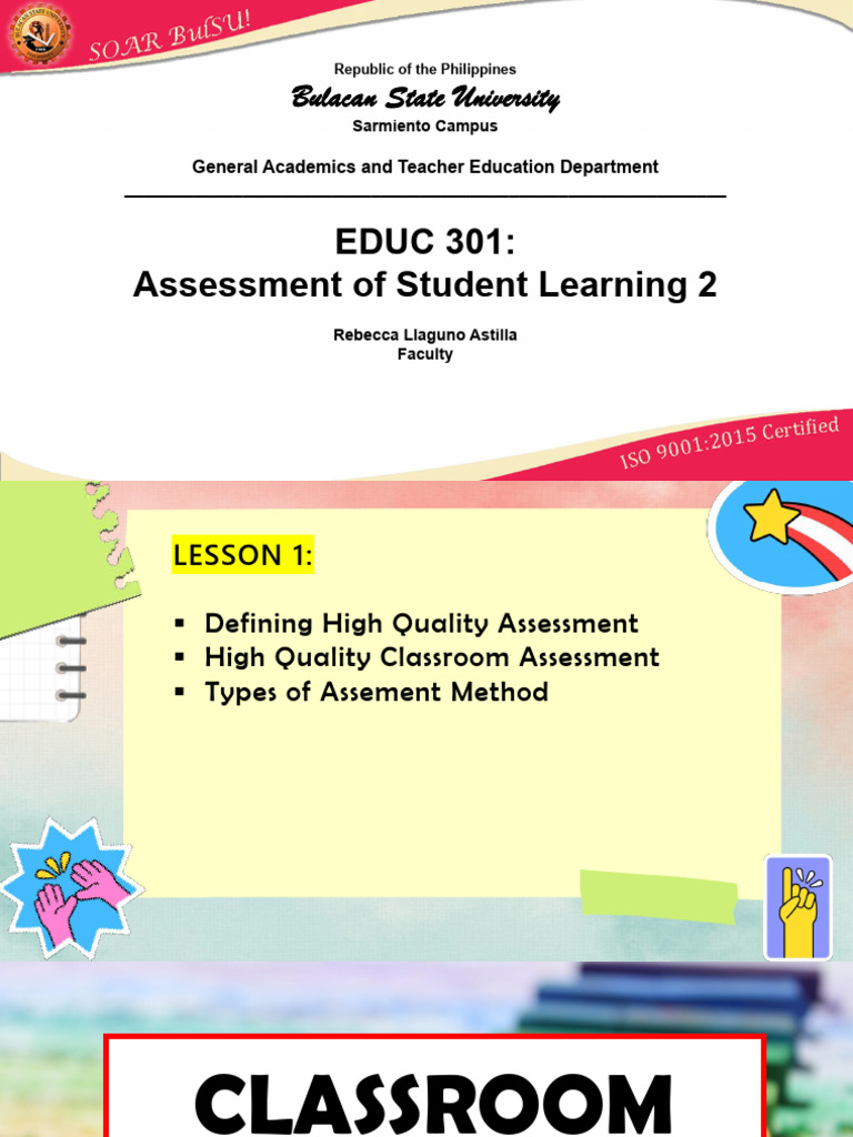 LESSON-1-High-Quality-Assessment (1) | PDF | Educational Assessment ...