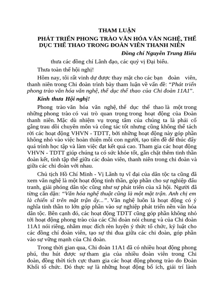 Tham luận TDTT VNVH | PDF