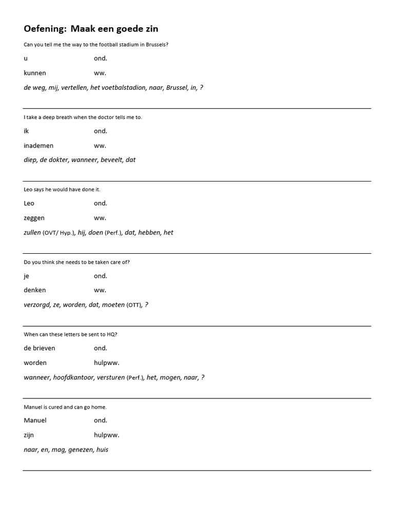 Zinsbouw - Extra Oefening | PDF