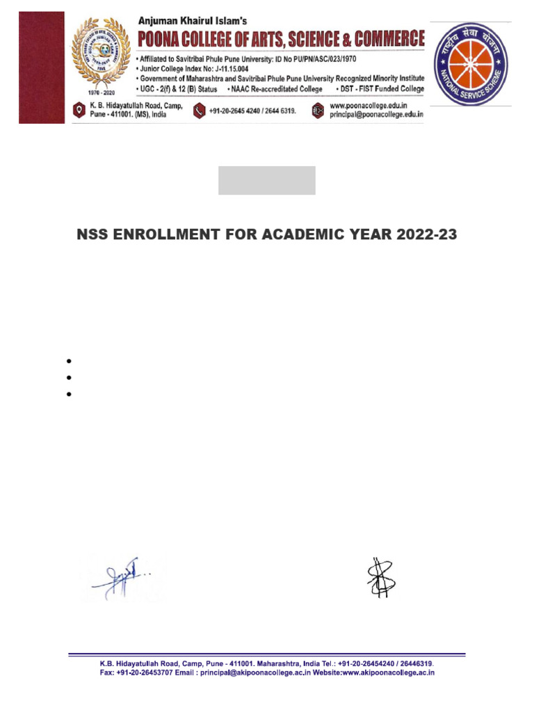 NSS Enrollment Notice 2022-23 | PDF | Business | Art