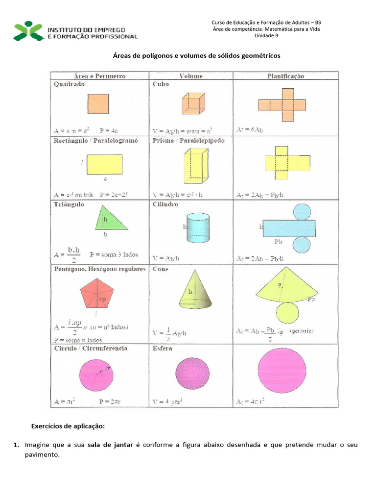 Calculo de Areas e Volumes1 | PDF