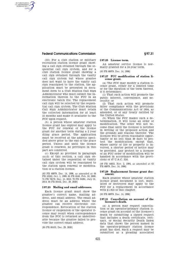 CFR 2023 Title47 Vol5 Sec97 23 | PDF | Federal Communications ...