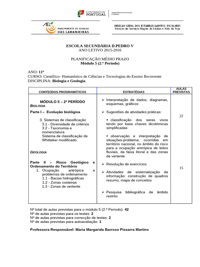 Planif 2º P 11 BG 2015-16 Recorrente | PDF