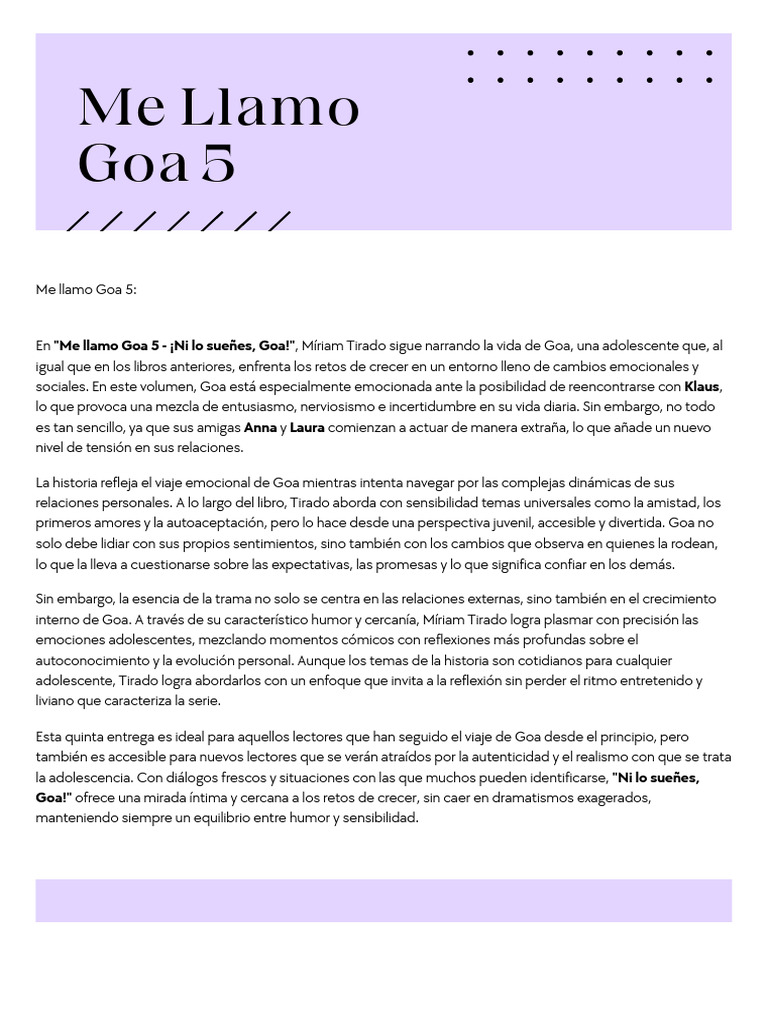 Me Llamo Goa 5 | PDF | Salud y bienestar