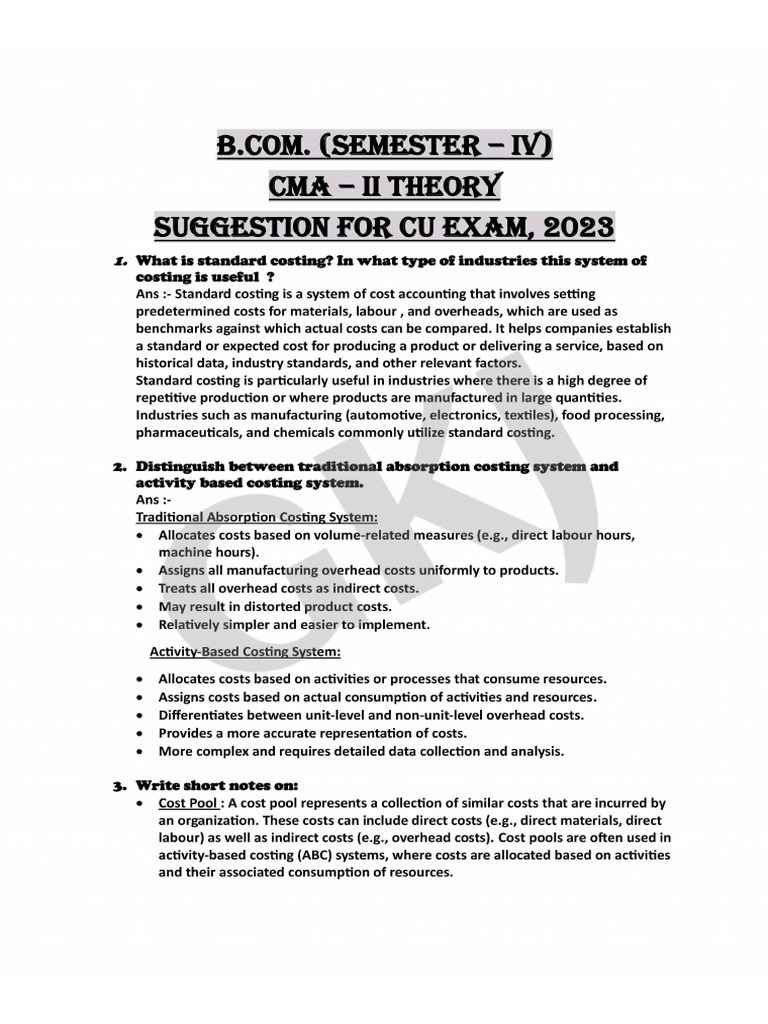 Cma2 Theory Sem 4 (Abhishek Gupta) - 2 | PDF