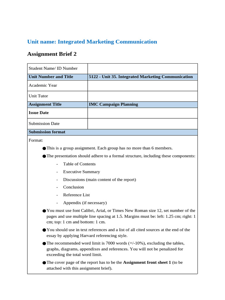 Unit 35_5122_ASM2 Brief | PDF | Marketing Communications | Marketing