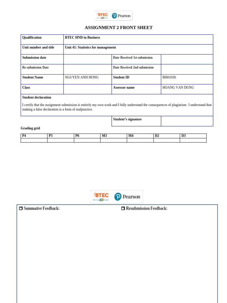 570 - Assignment 2 - Frontsheet | PDF | Quartile