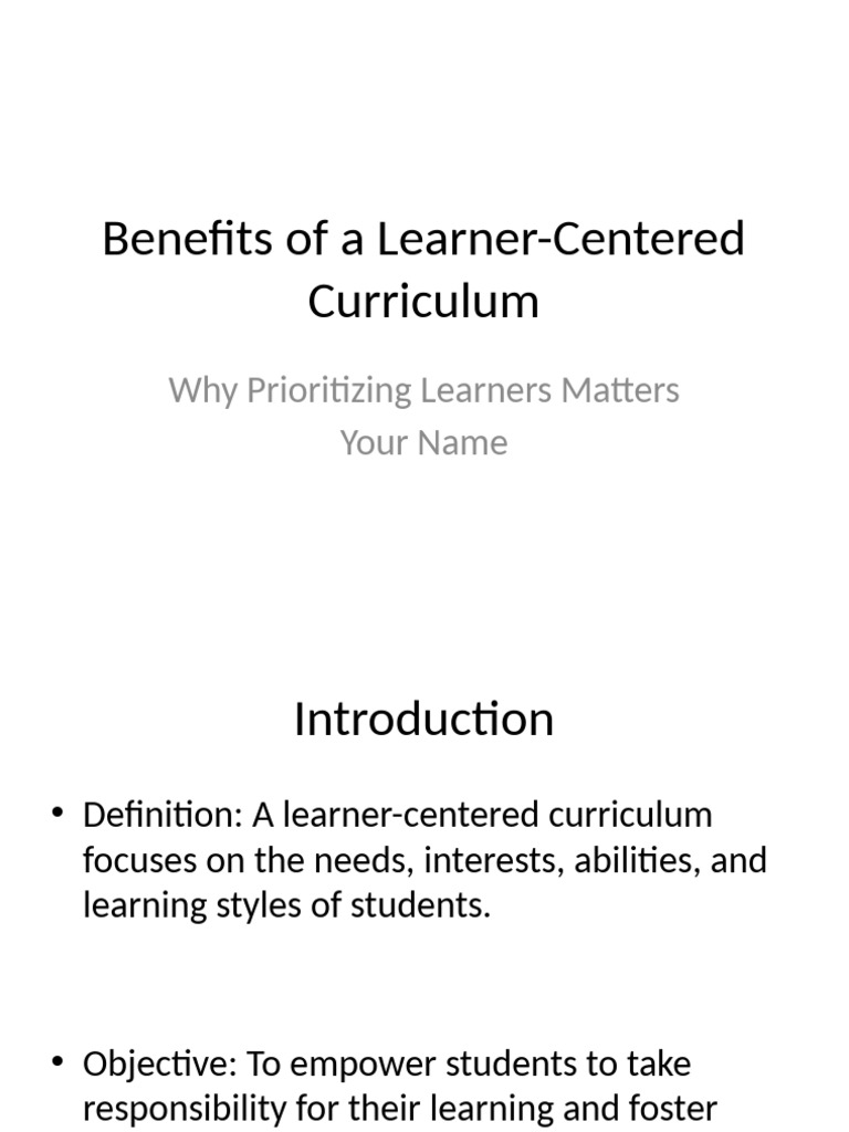 Learner Centered Curriculum | PDF