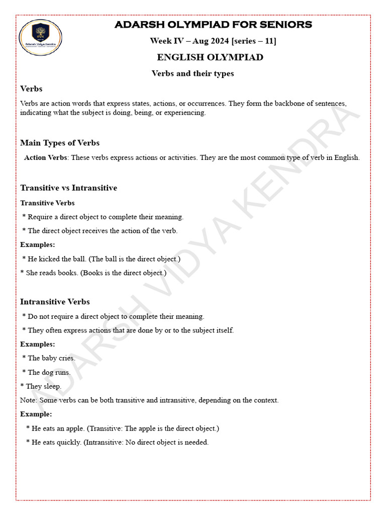Adarsh Olympiad For Seniors-2 | PDF | Weight | Verb