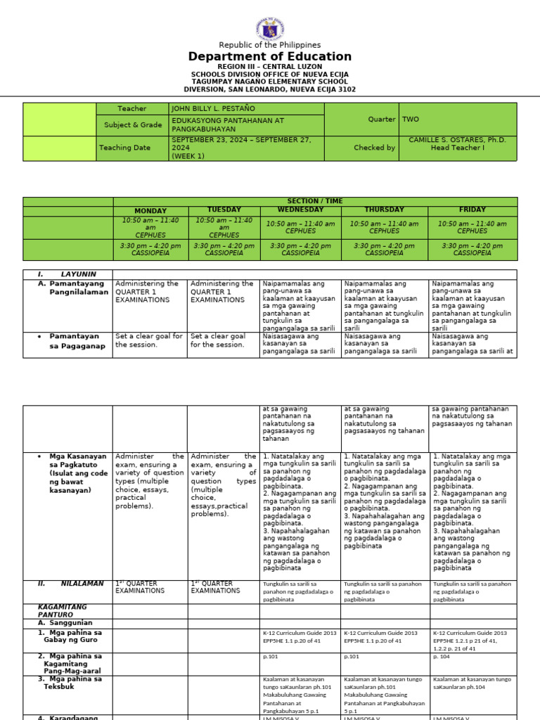 Grade 5 DLL EPP 5 Q2 Week 1 | PDF